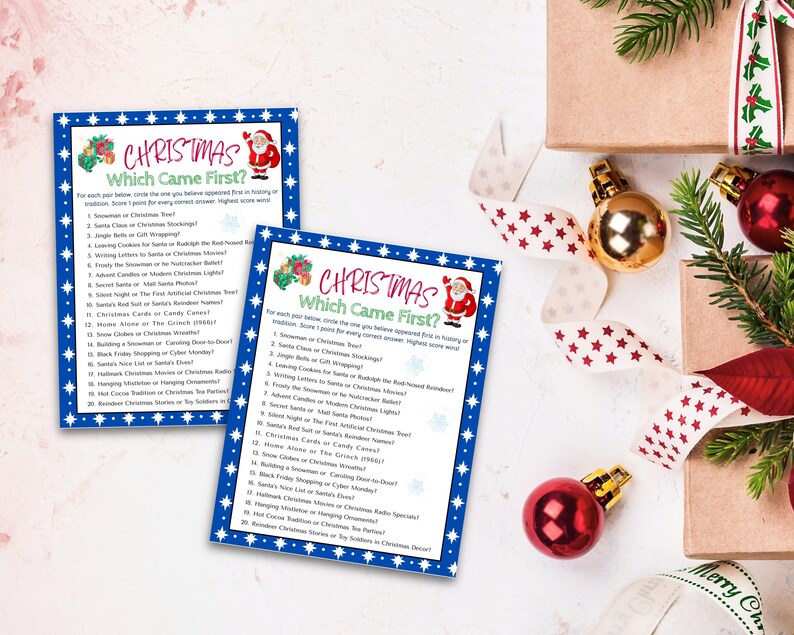 Christmas Which Came First Game, Printable Christmas Game, Holiday ...