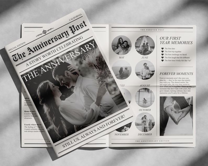 Couple Anniversary Newspaper Template, First Wedding Anniversary Gift ...