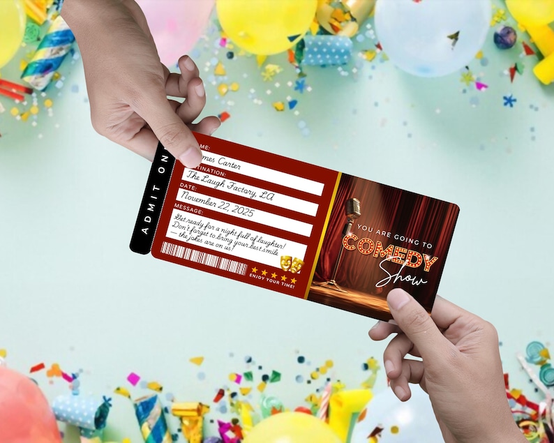 Printable Comedy Show Surprise Ticket, Stand up Comedy Event Invitation ...