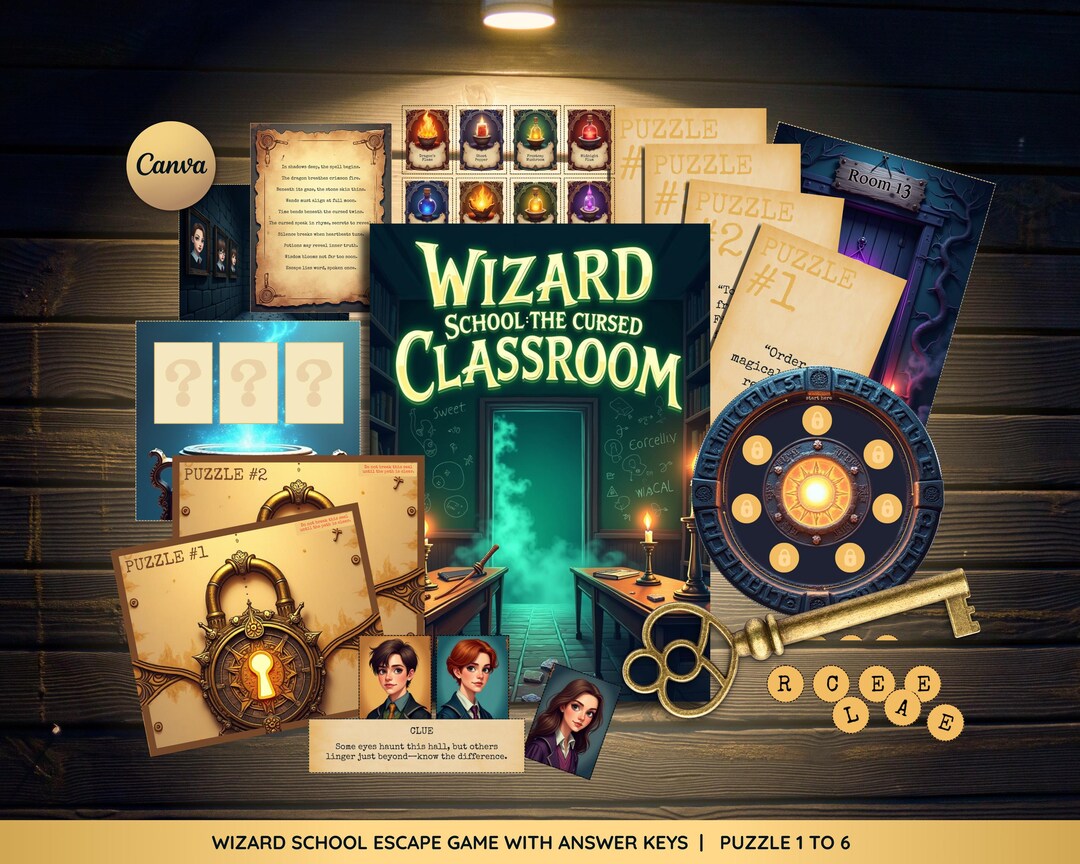 Wizard School: the Cursed Classroom Escape Room Game Template, Magic ...