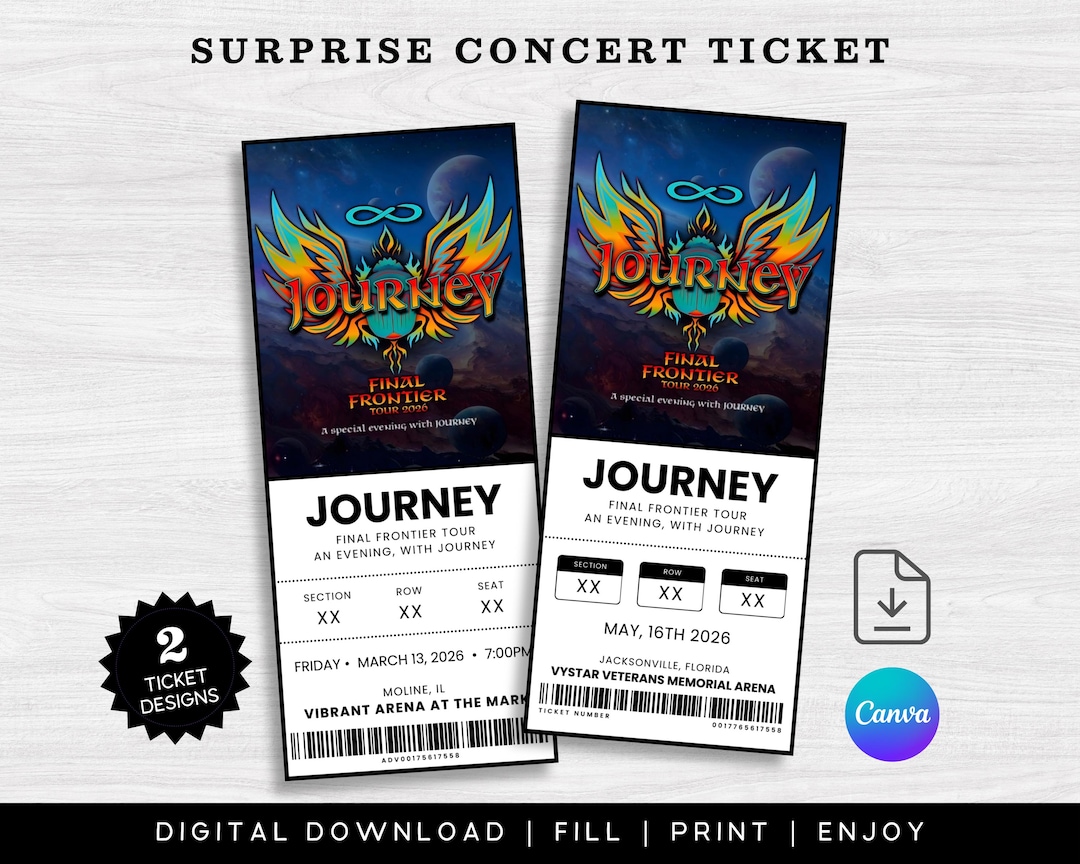 Editable Journey Ticket, Tour Ticket, Journey Concert, Final Frontier ...