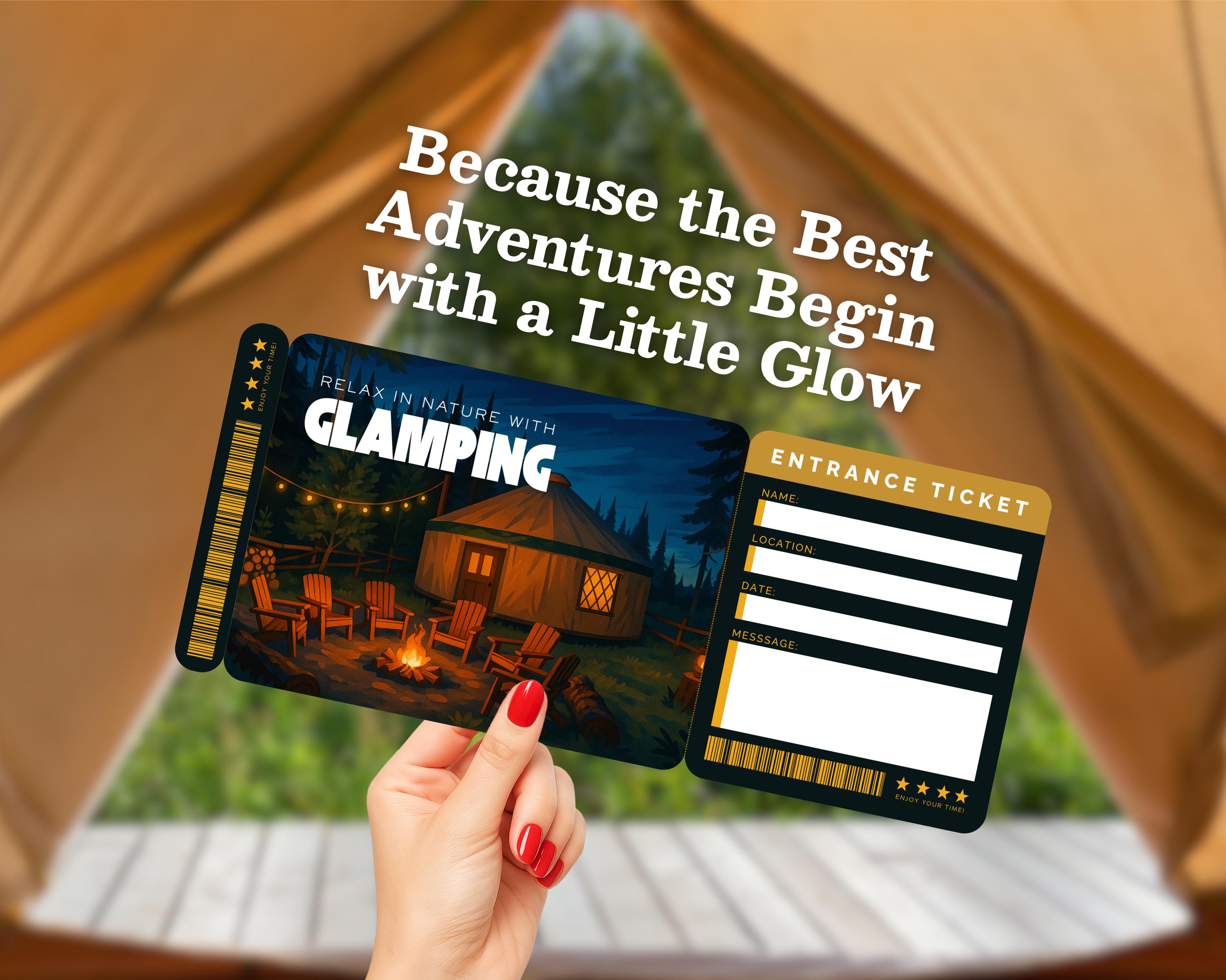 Printable Glamping Surprise Ticket, Vacation Gift Reveal, Romantic ...