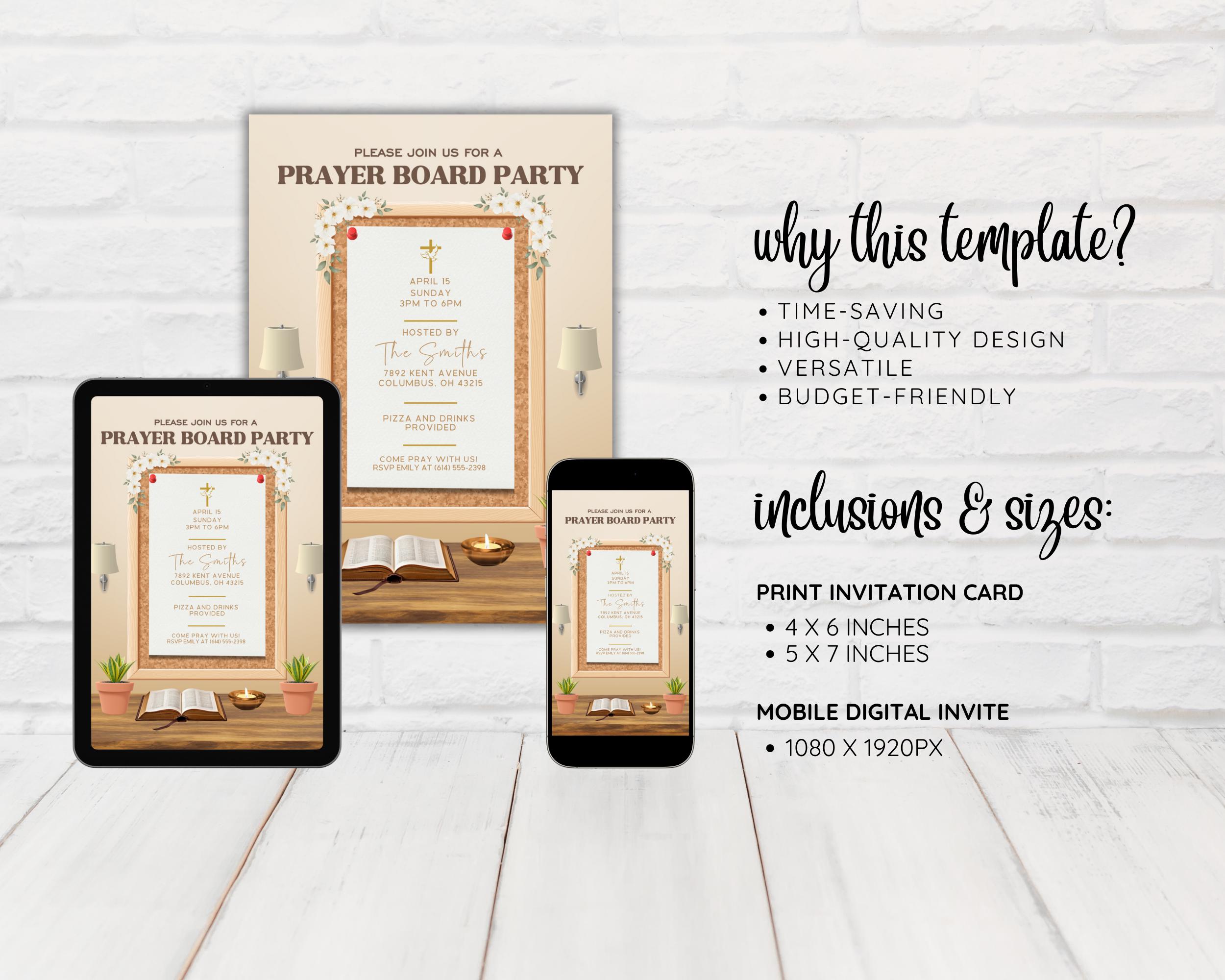 Prayer Board Party Invitation Template, Prayer Party Invite, Prayer ...