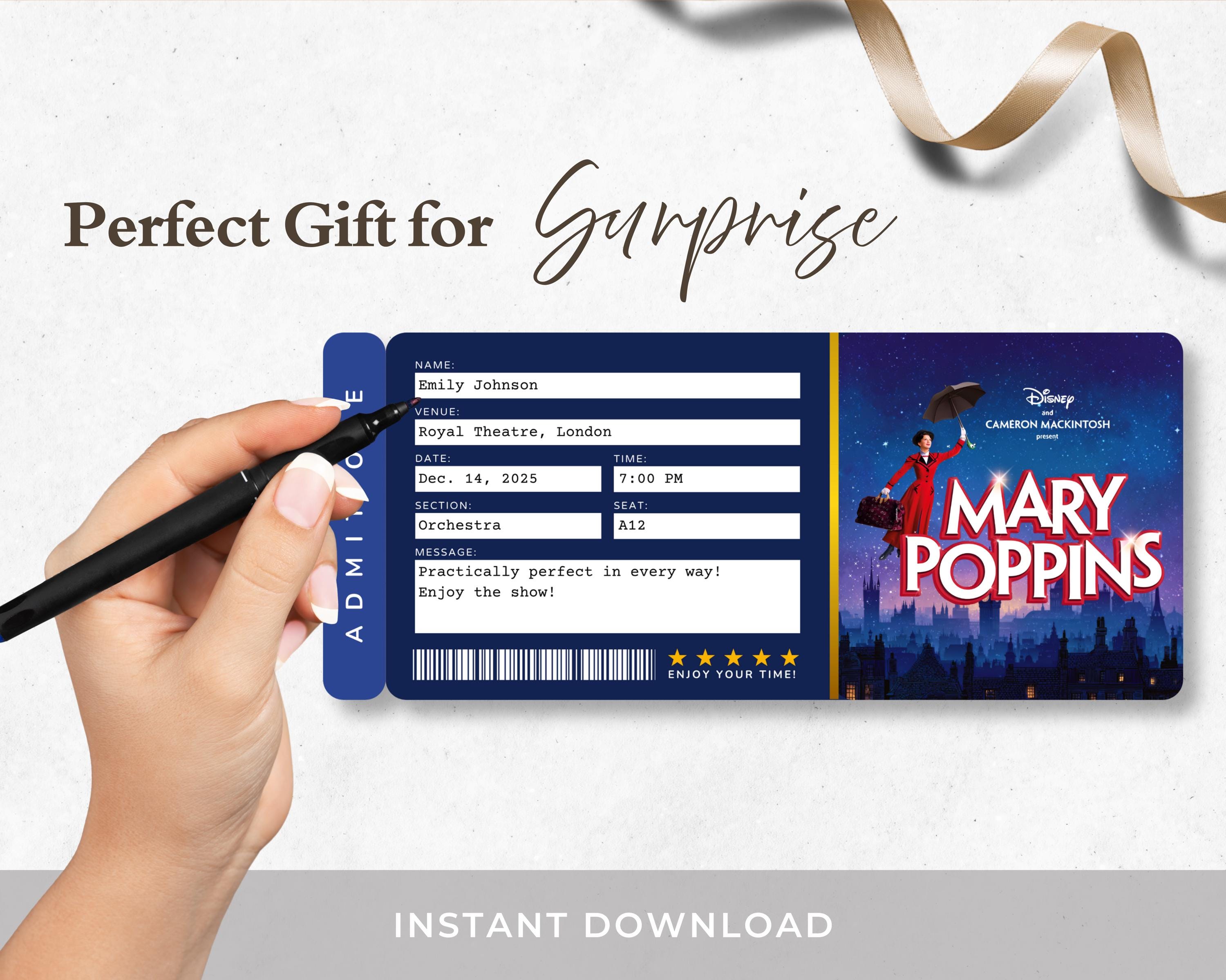 Printable Mary Poppins Broadway Surprise Ticket (PDF) - Etsy