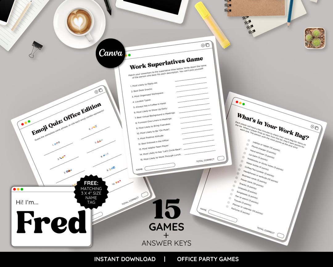 Office Party Games Template With Freebie, Office Games, Virtual Office ...