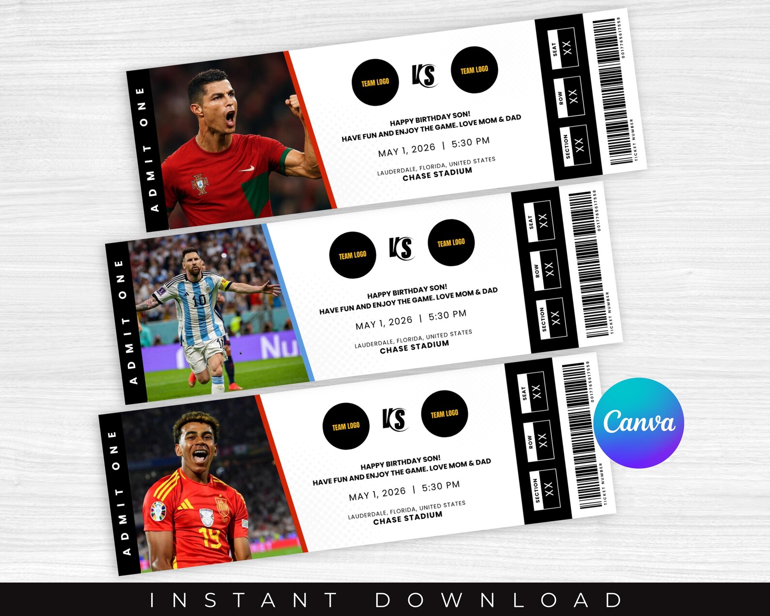 Editable Soccer Game Ticket Template, Custom Soccer Surprise Game ...