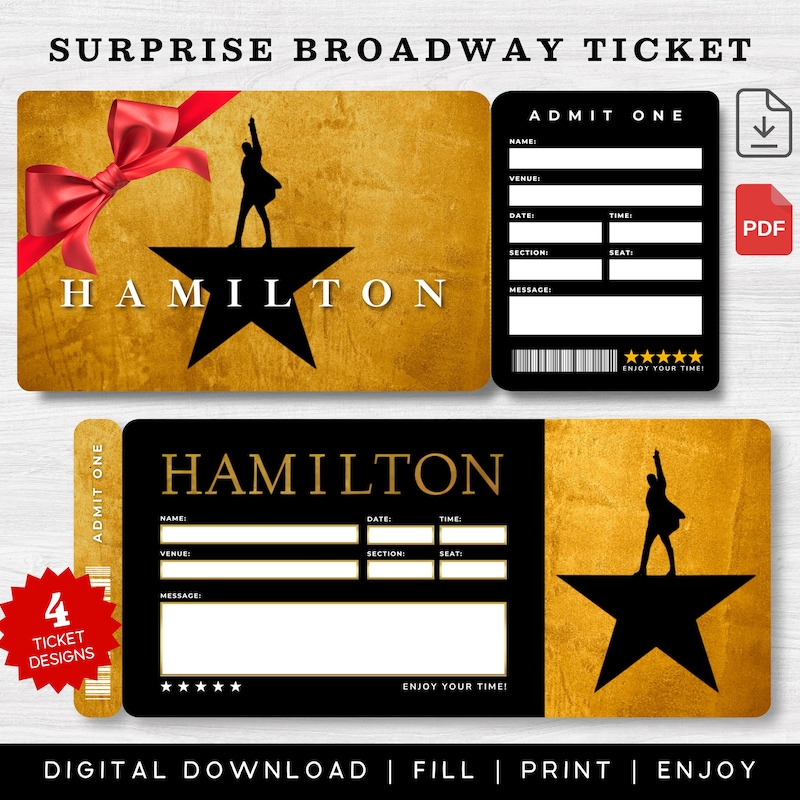 Printable Hamilton Ticket - Etsy