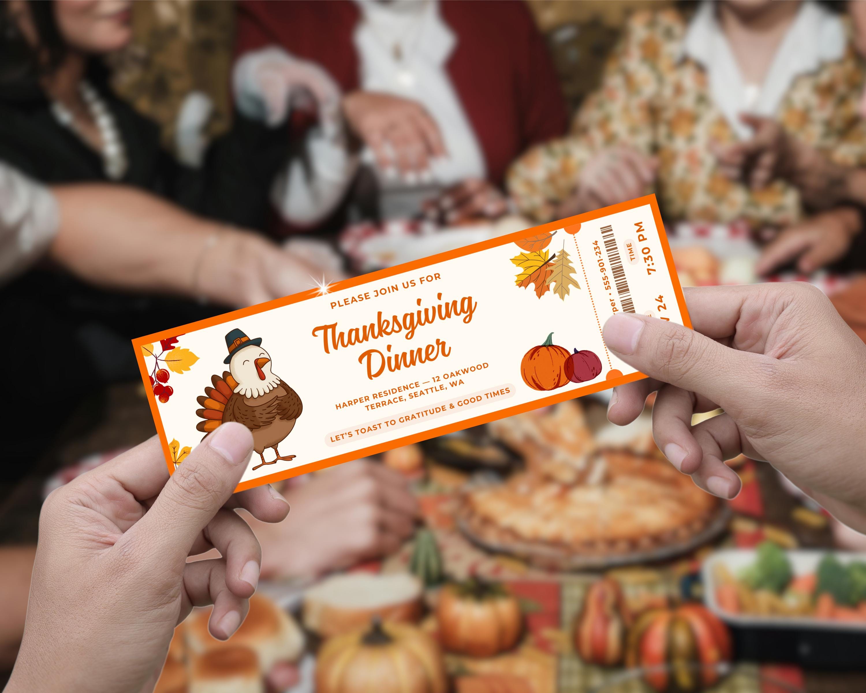 Printable Thanksgiving Ticket, Editable Friendsgiving Event Ticket ...