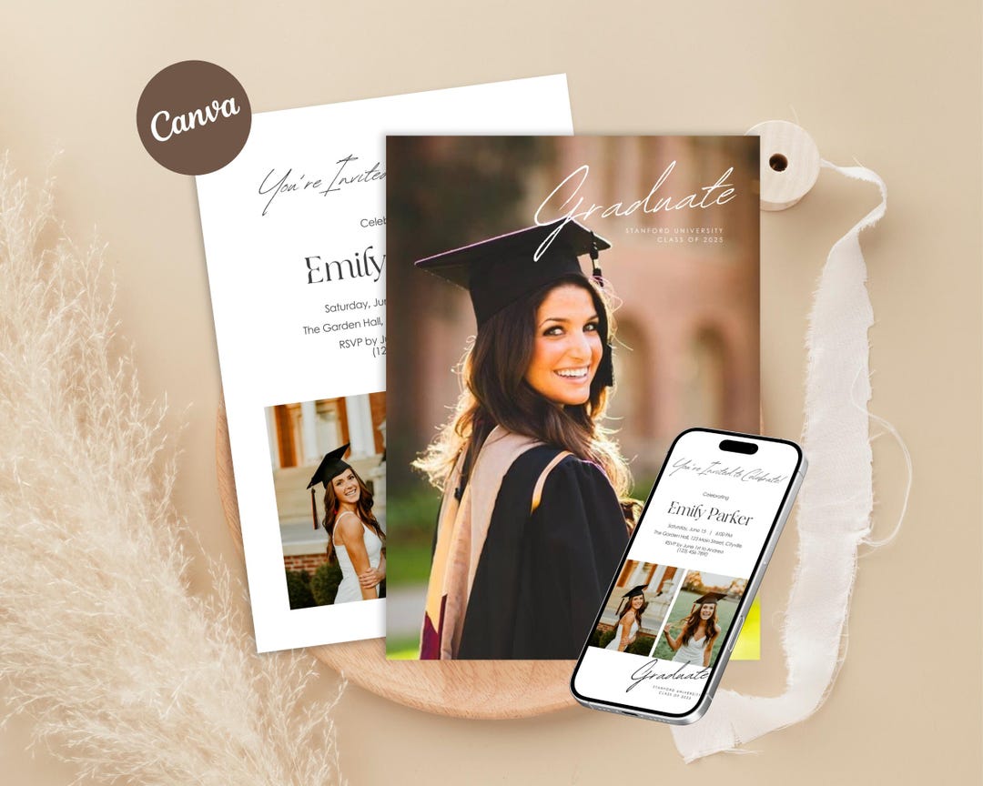 Graduation Party Invitation Card Template, Minimalist Graduation ...