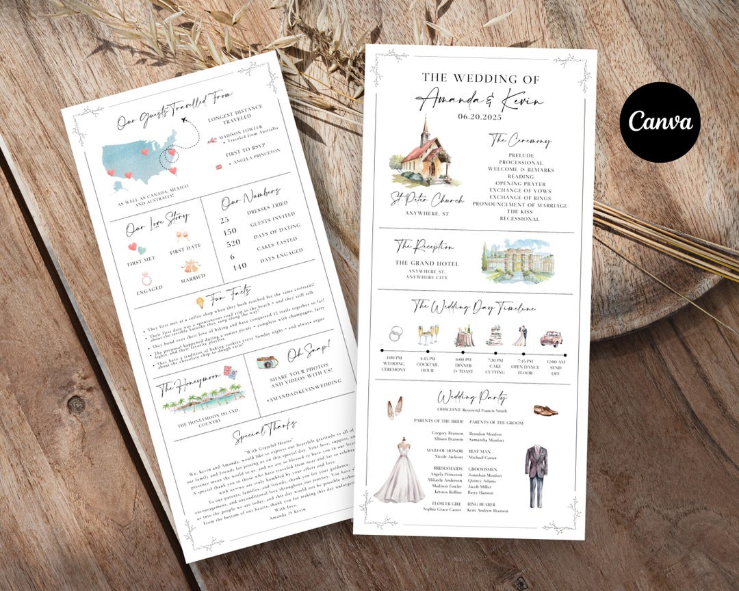 Wedding Program Infographic-style Template, Wedding Templates ...