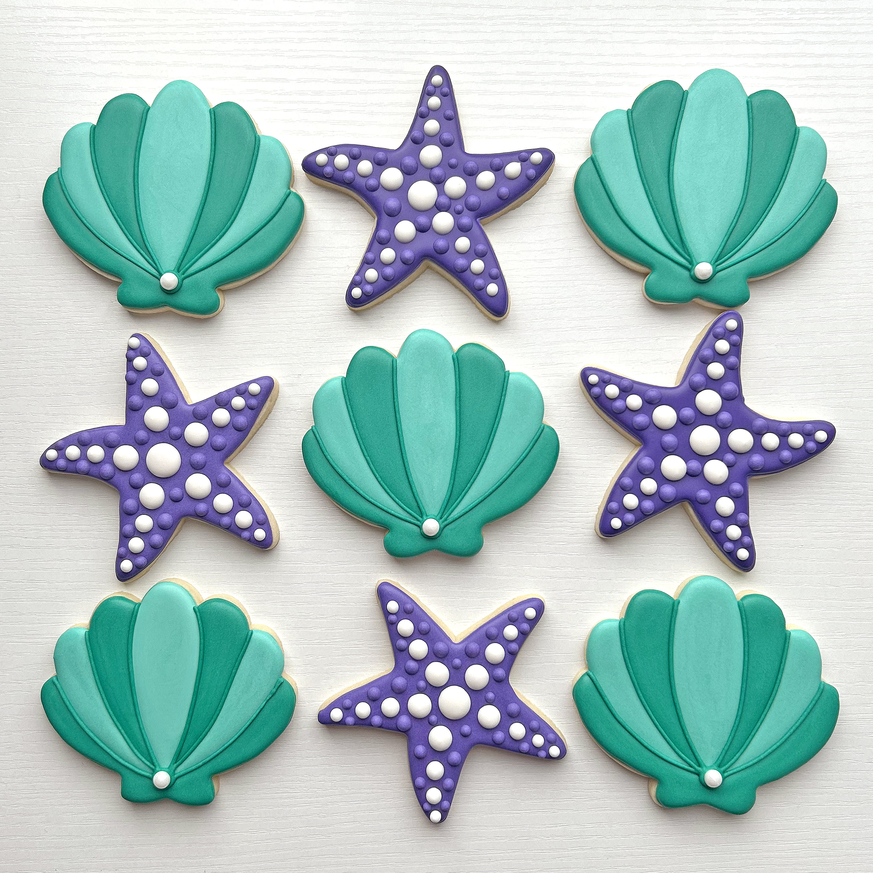 The Little Mermaid, Starfish, and Seashell Decorated Royal Icing Sugar ...