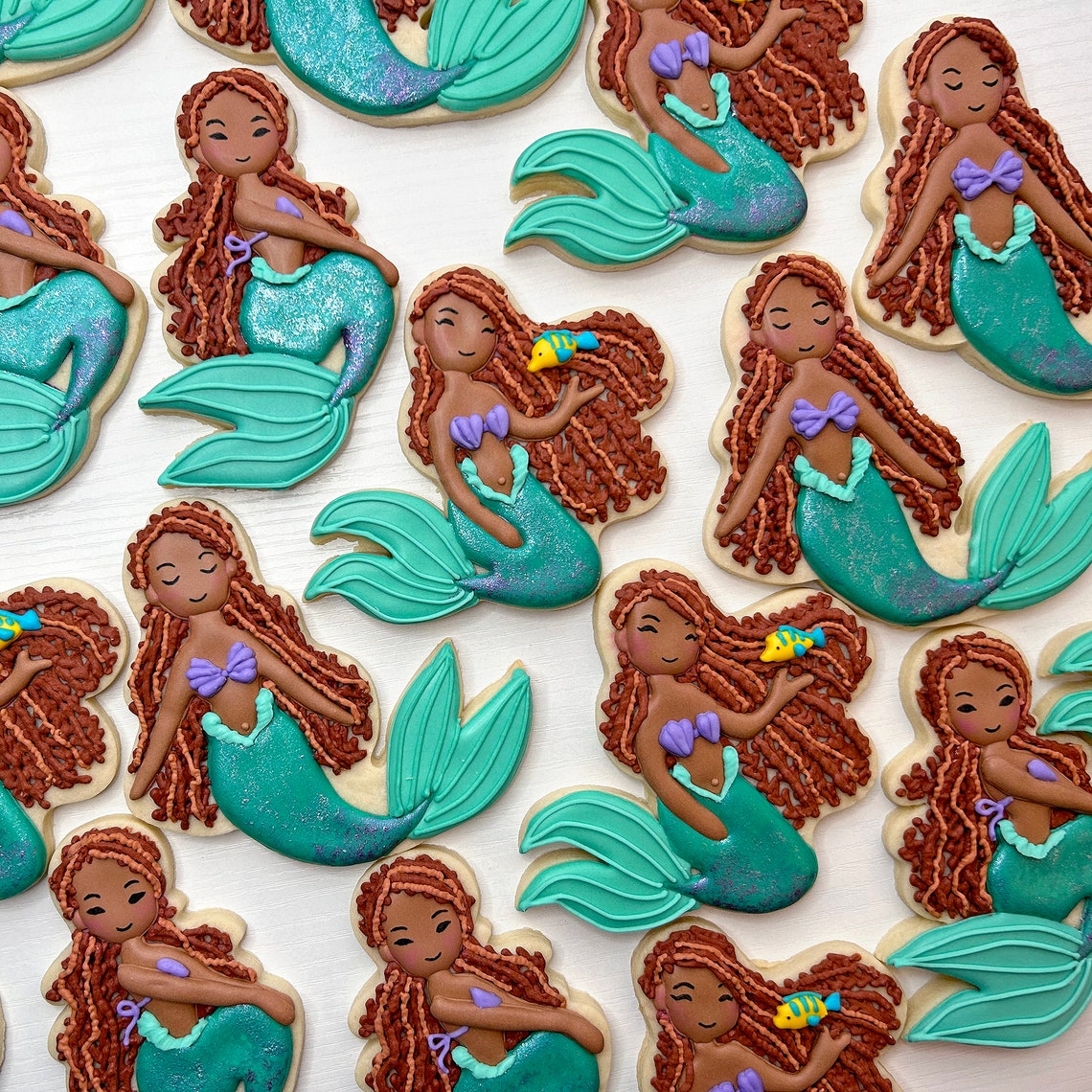 The Little Mermaid, Starfish, and Seashell Decorated Royal Icing Sugar ...
