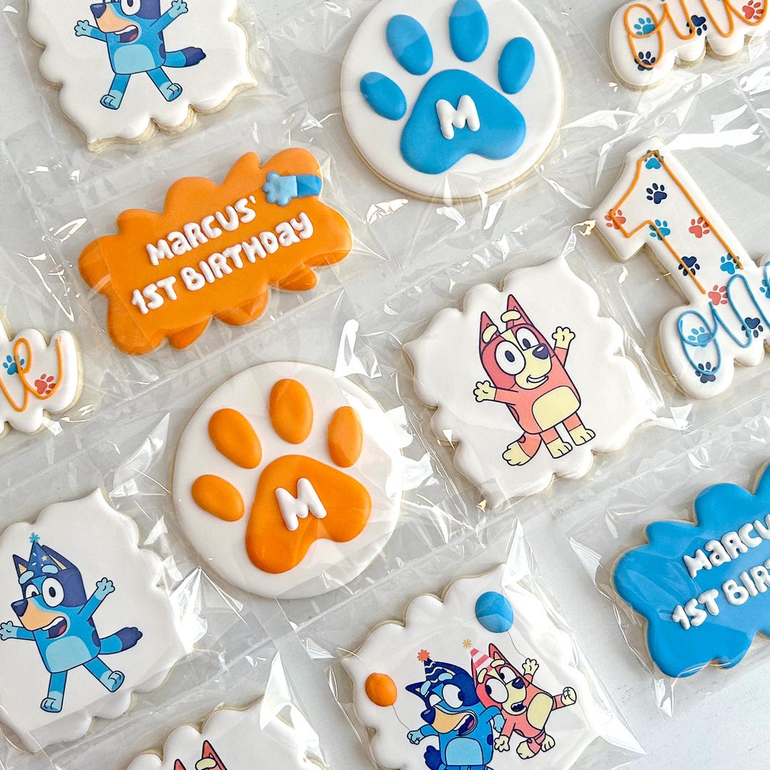 Bluey Birthday | Cute Decorated Royal Icing Sugar Cookies | Set of 12 ...
