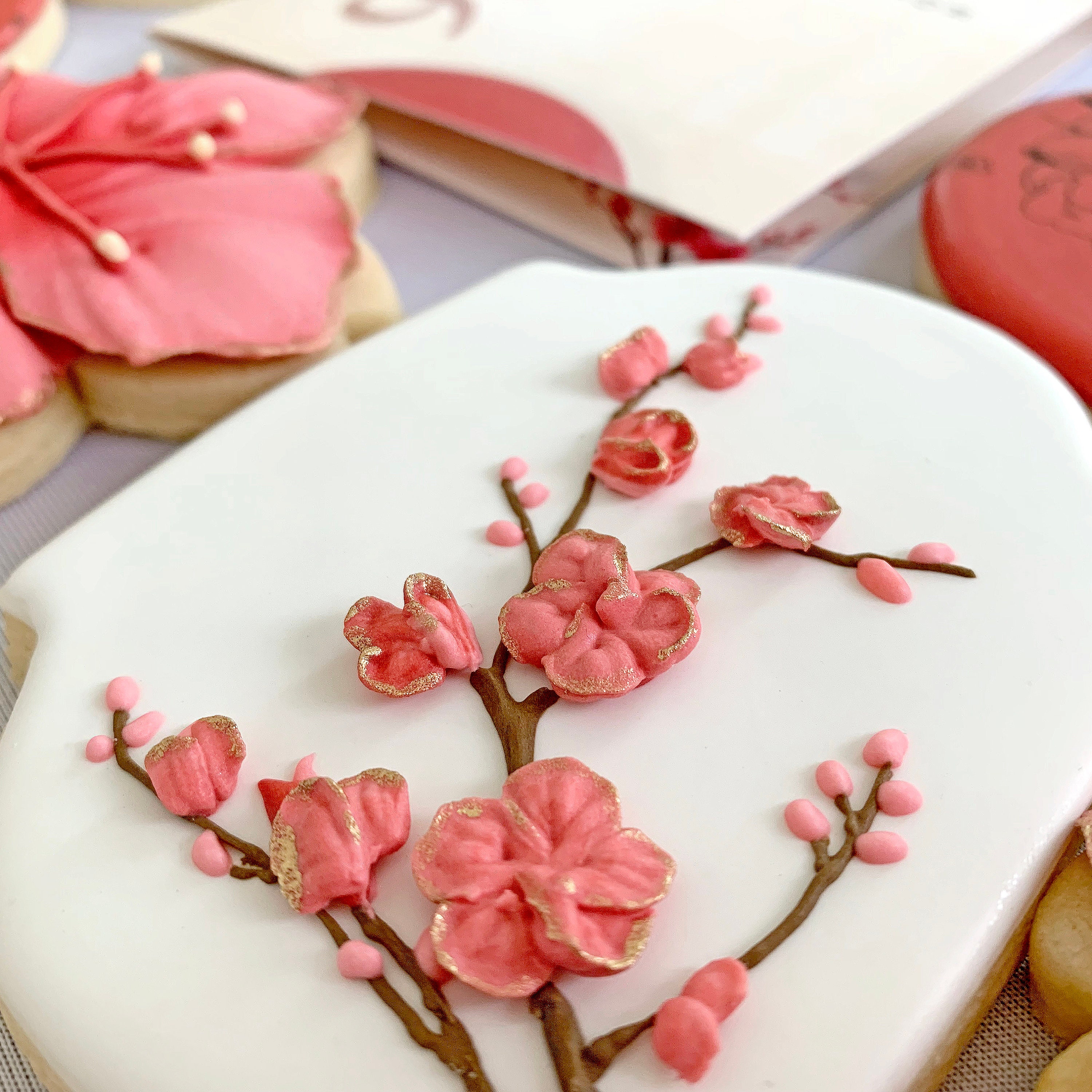 Cherry Blossom Royal Icing Sugar Cookies Sakura Flower Themed Cookies ...