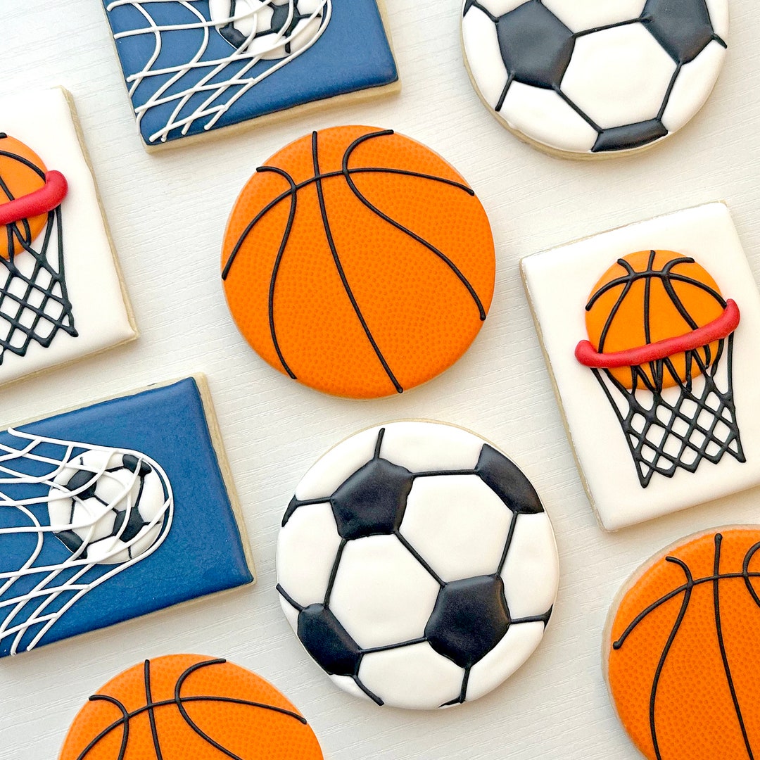 Basketball & Soccer Sports Cookies Decorated Royal Icing Sugar Cookies ...