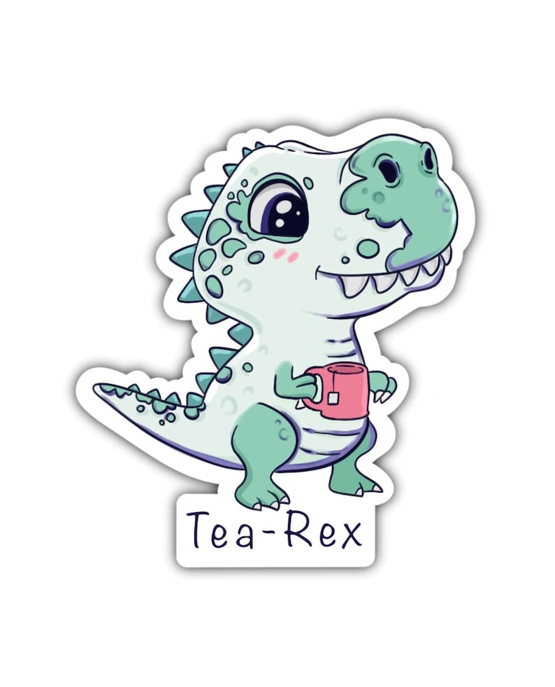 Dinosaur Sticker, Green T-rex Sticker, Kids Stickers, Vinyl Sticker ...