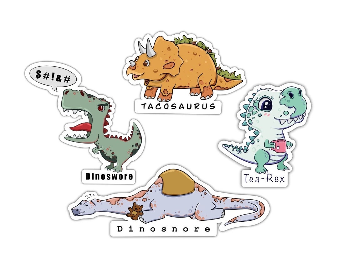 Dinosaur Sticker Pack, Cute Dino Puns, Kids Stickers, Vinyl Sticker ...