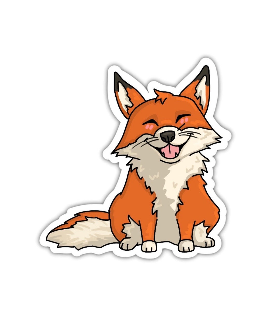 Happy Fox Sticker, Laughing Fox Sticker, Animal Sticker, Waterproof ...