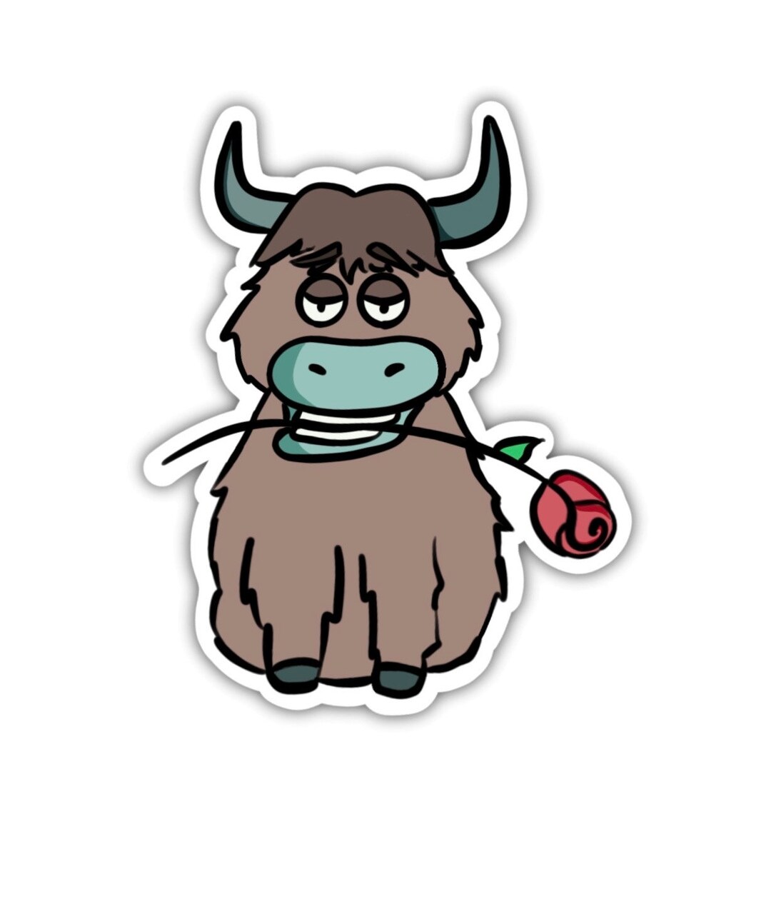 Cute Yak Sticker, Funny Animal Sticker Handmade, Vinyl Laptop and Water ...