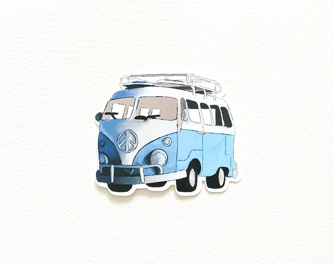 VW Bus Sticker, Laptop Hippy Van Sticker, Vinyl Water Bottle Decal ...
