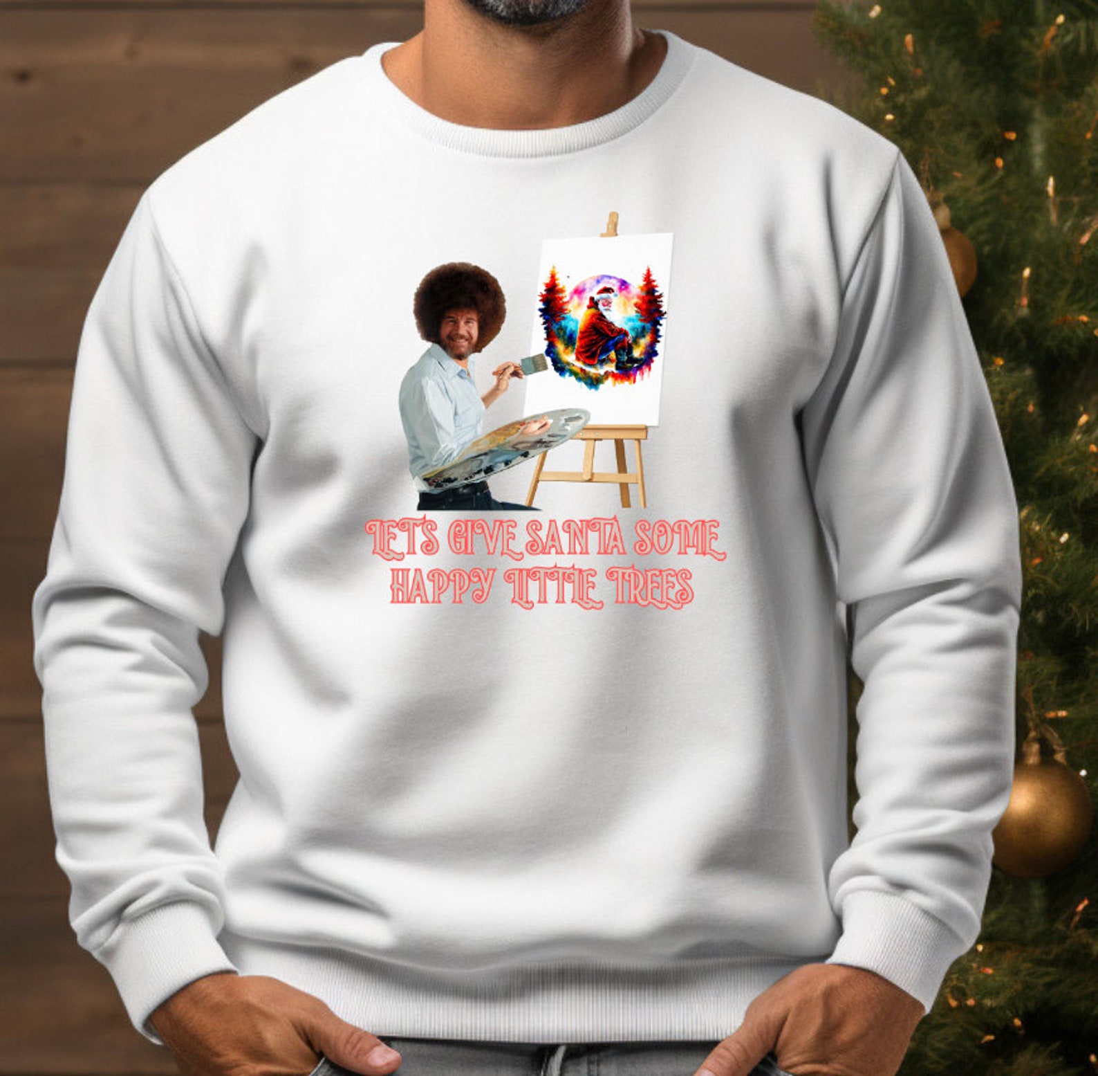 Bob Ross, Bob Ross Sweatshirt, Bob Ross Shirt, Funny Xmas Shirt, Funny ...