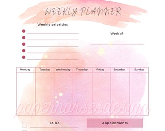 Pink Undated Weekly Planner With to Do List and Habit Tracker - Etsy