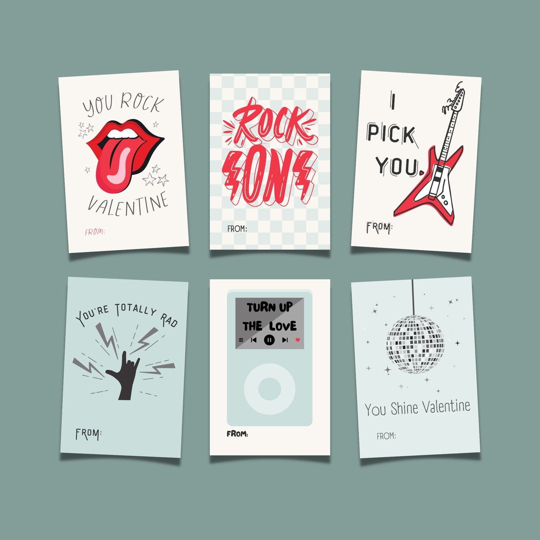 Rock N Roll Valentine's Day Cards - Etsy