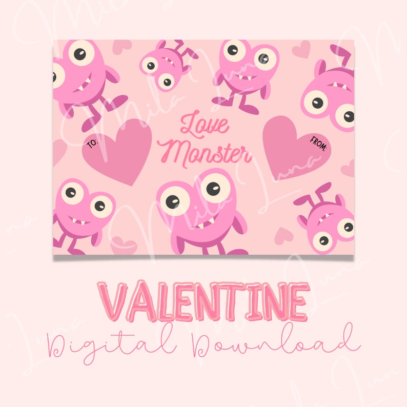 Monster Valentine's Day Cards - Kid's Cards - Etsy