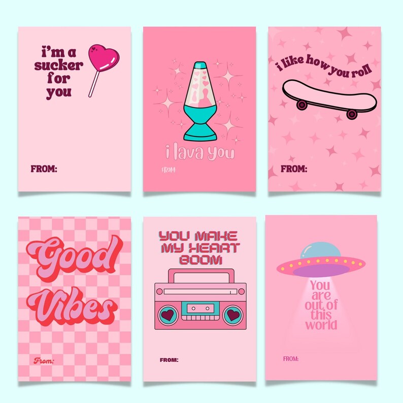 Candy Retro Valentine's Cards - Etsy