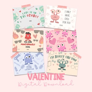 Monster Valentine's Day Cards - Kid's Cards - Etsy