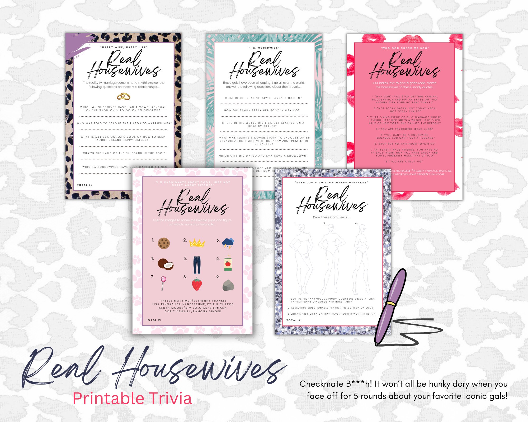 Real Housewives Themed Party - Real Housewives Trivia - Bachelorette ...