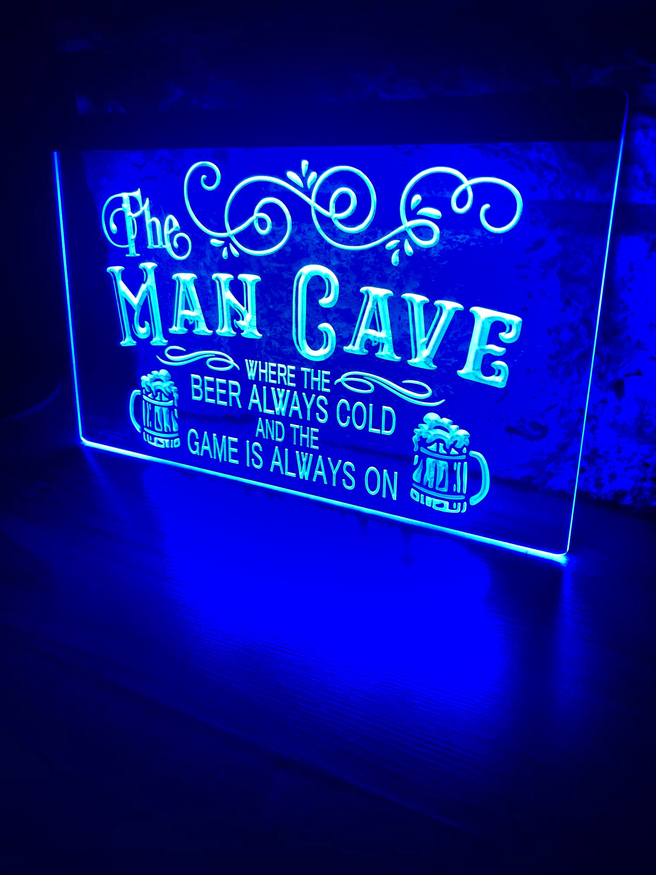 The Man Cave LED Neon Blue Light Sign 8x12 - Etsy