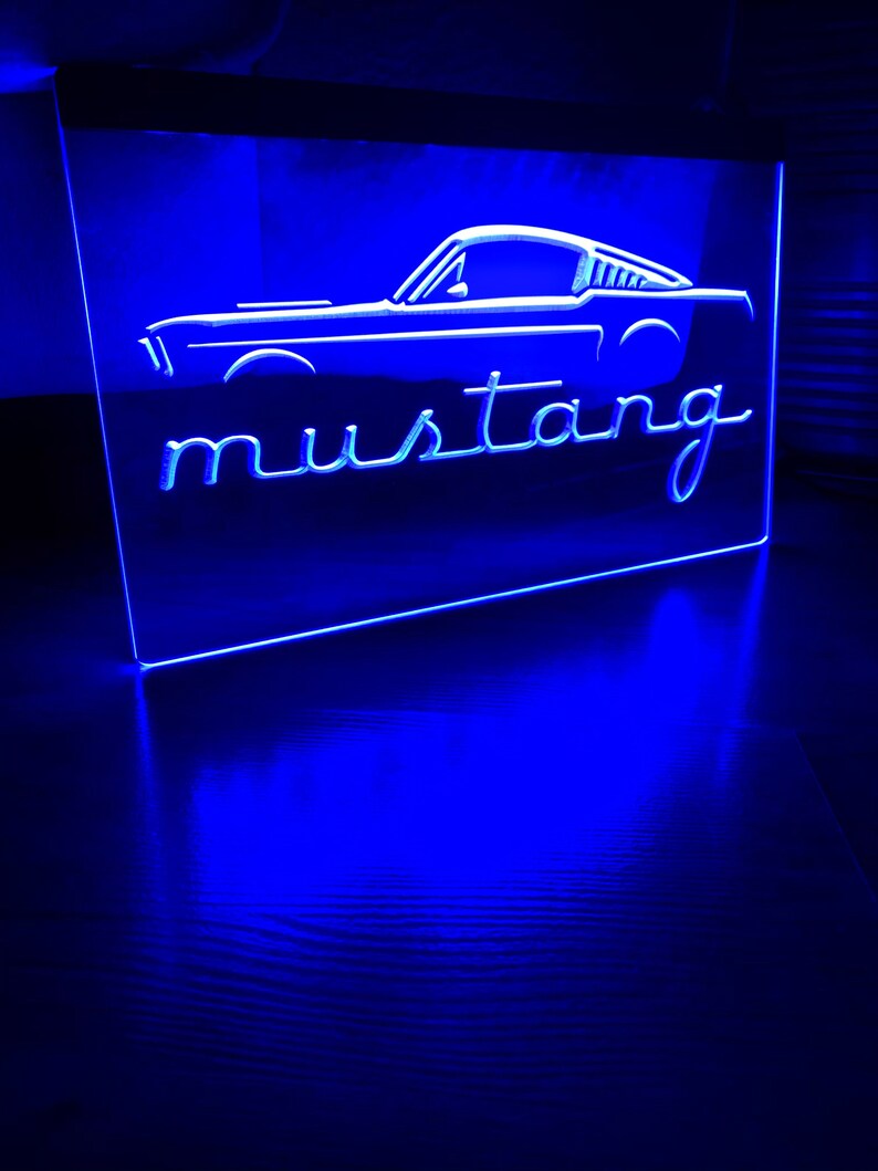 Ford Mustang Classic LED Neon Blue Light Sign 8x12 - Etsy