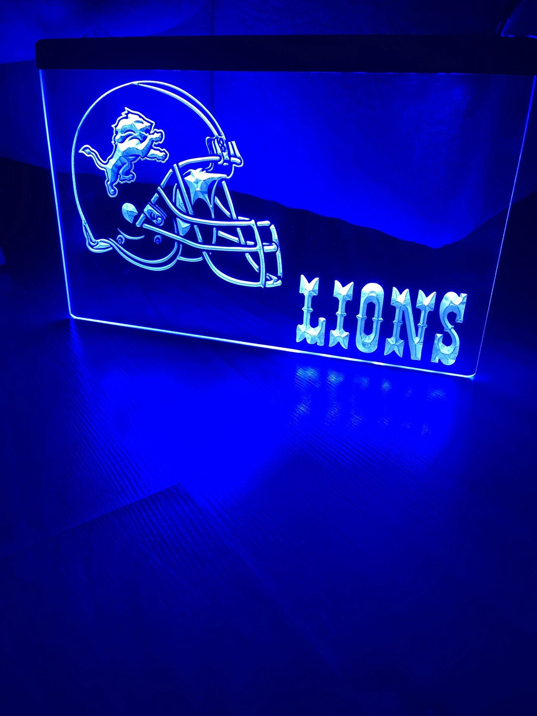 Detroit Lions LED Neon Blue Light Sign 8x12 - Etsy