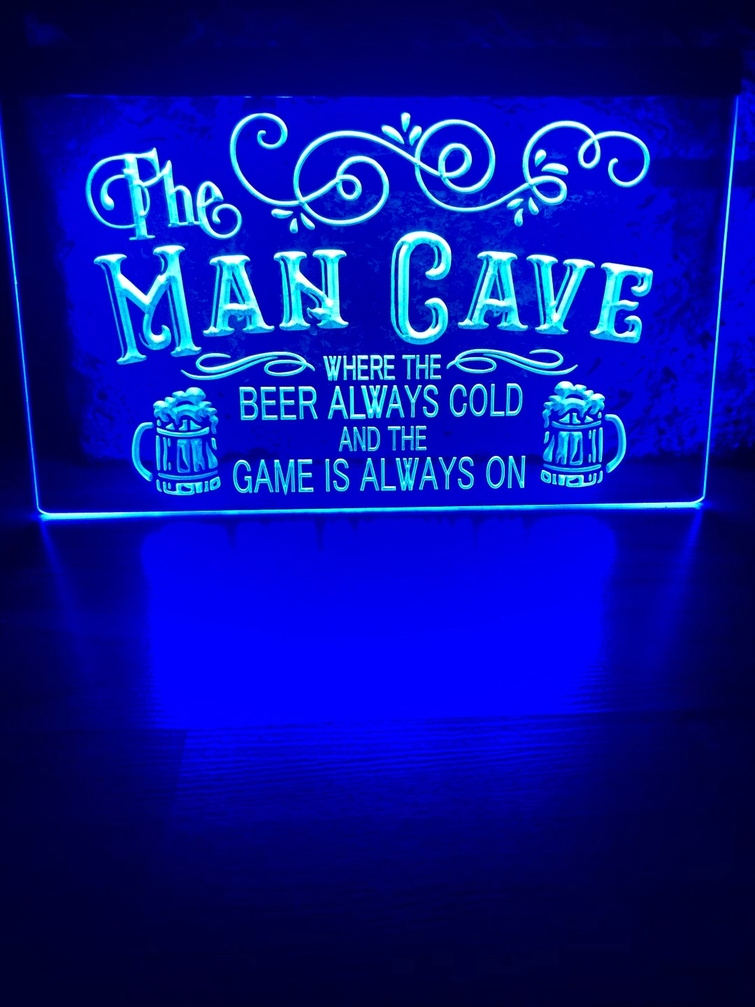 The Man Cave LED Neon Blue Light Sign 8x12 - Etsy
