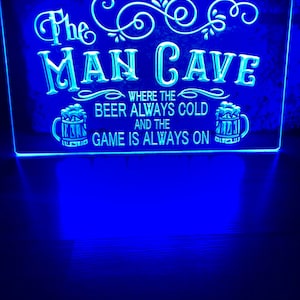 The Man Cave LED Neon Blue Light Sign 8x12 - Etsy