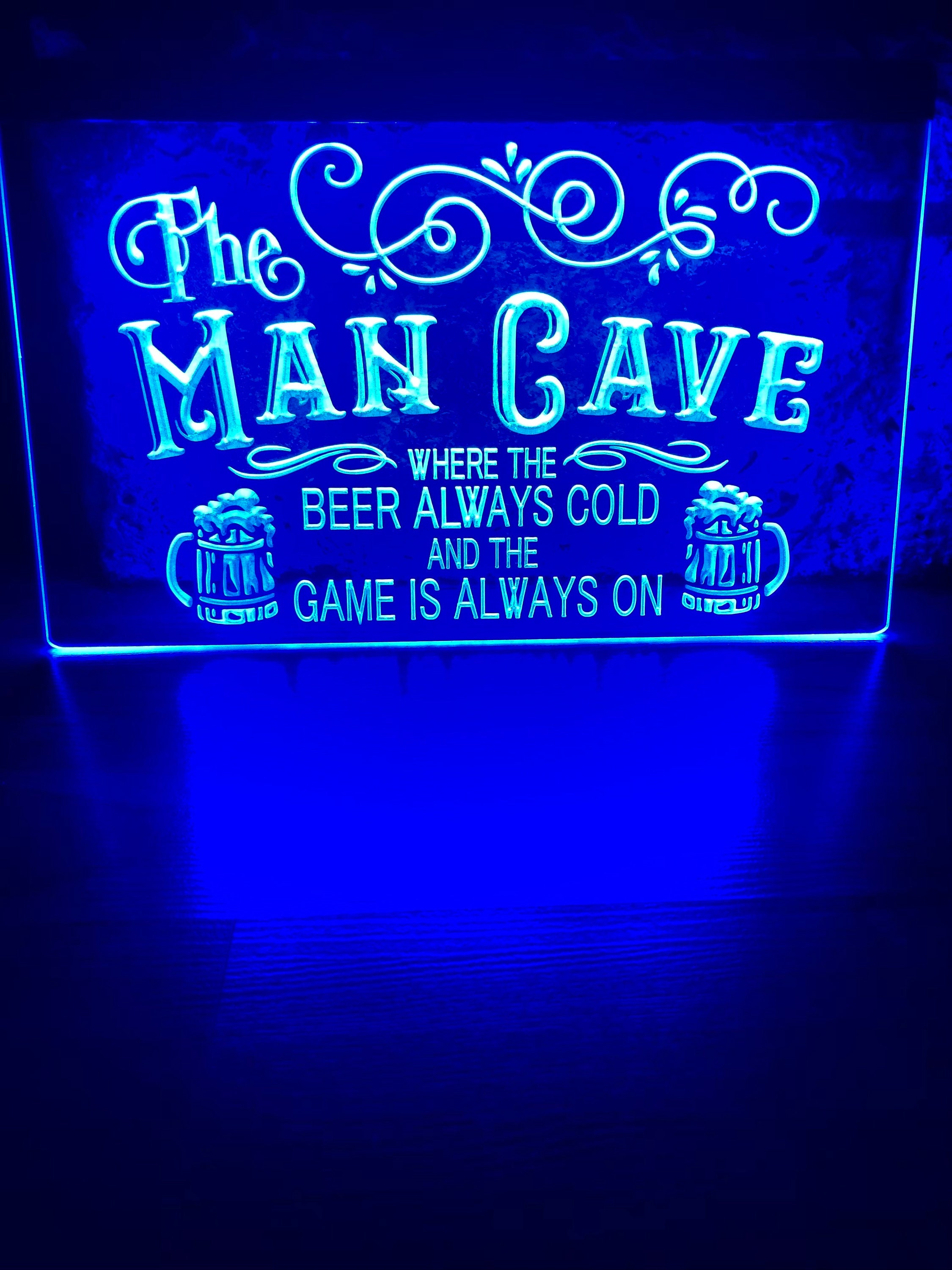 The Man Cave LED Neon Blue Light Sign 8x12 - Etsy
