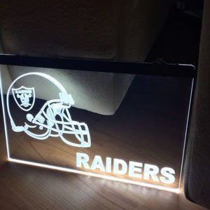 Raiders Helmet LED Neon White Light Sign 8x12 - Etsy