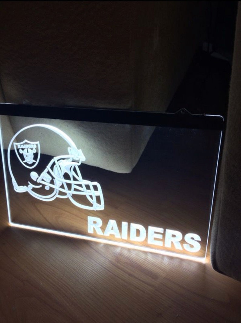 Raiders Helmet LED Neon White Light Sign 8x12 - Etsy