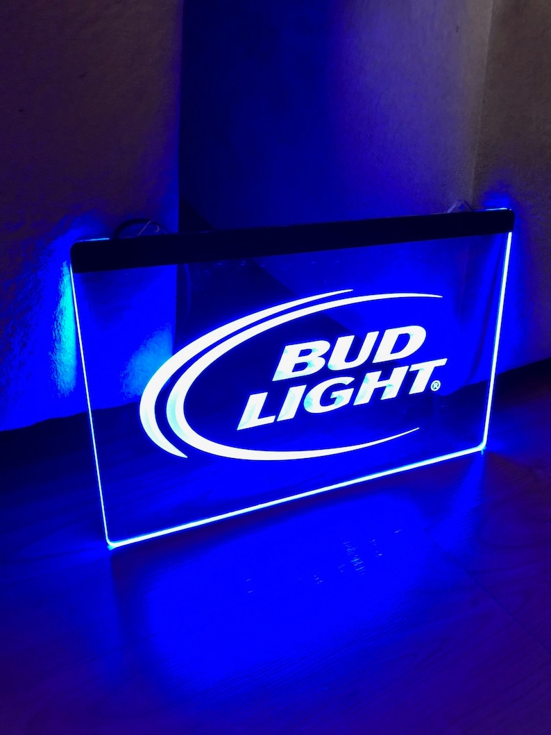 Bud Light LED Neon Blue Light Sign 8x12 - Etsy