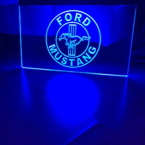 Ford Mustang LED Neon Blue Light Sign 8x12 - Etsy