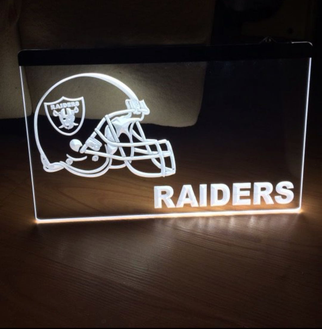Raiders Helmet LED Neon White Light Sign 8x12 - Etsy