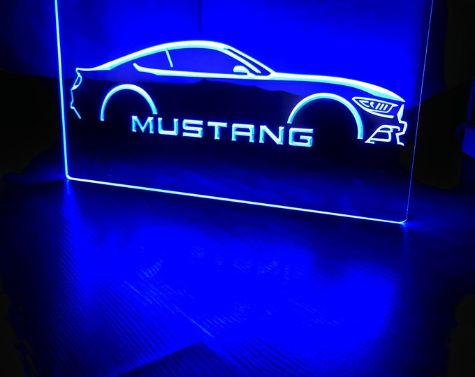 Ford Mustang LED Neon Blue Light Sign 8x12 - Etsy