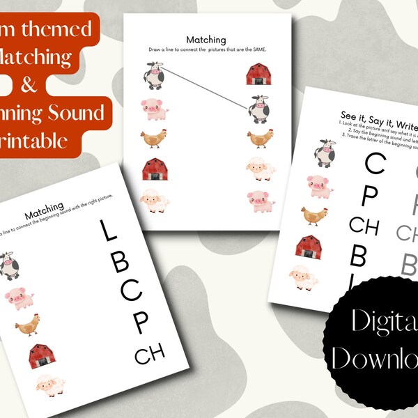 Beginning Sound Worksheet for Kids Printable - Etsy