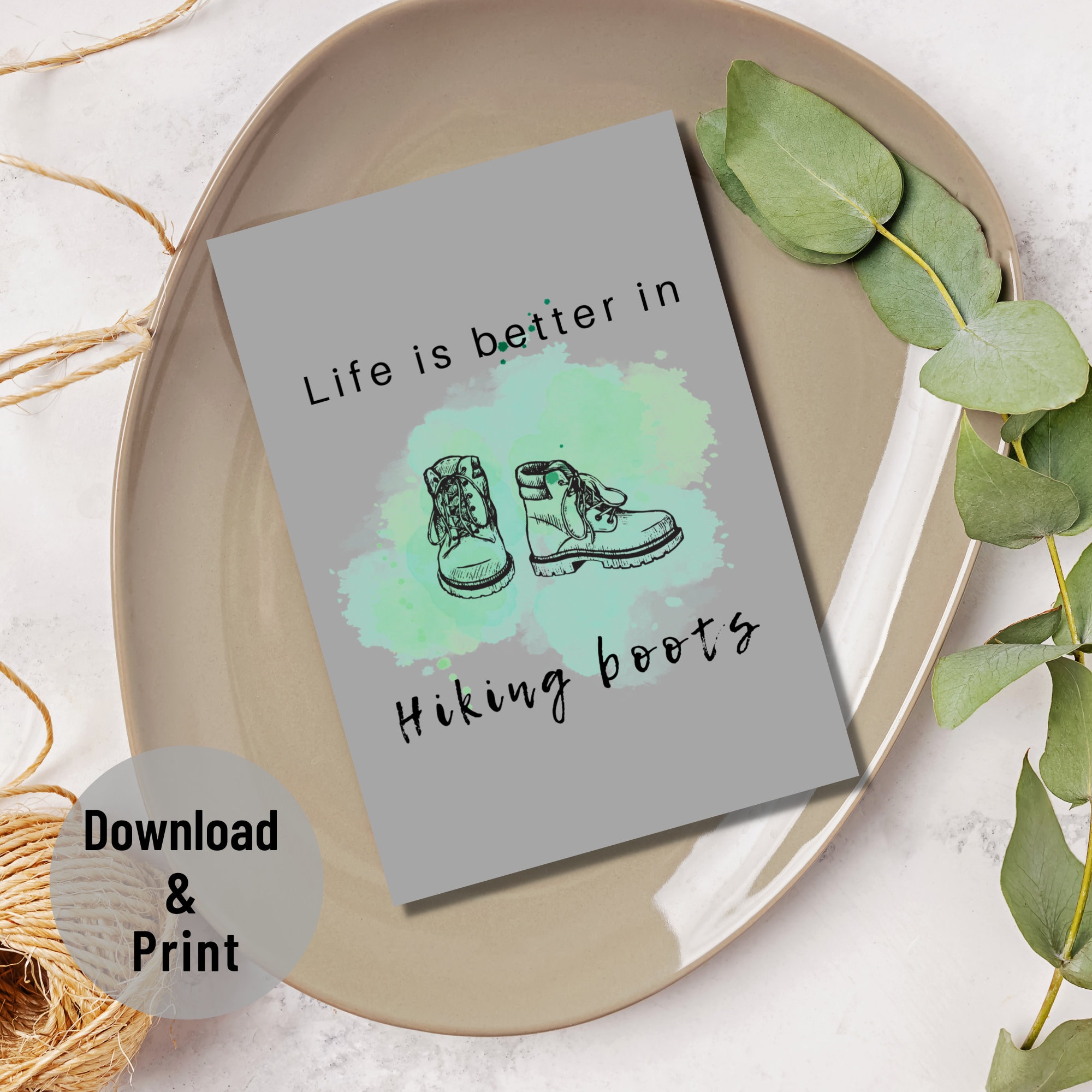 Printable Hiking Birthday Card, Mountain Greeting Card, Outdoor Lover ...