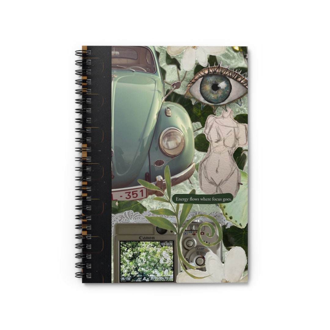 Green Aesthetic Collage Spiral Notebook | Journal/self Care | Ruled ...