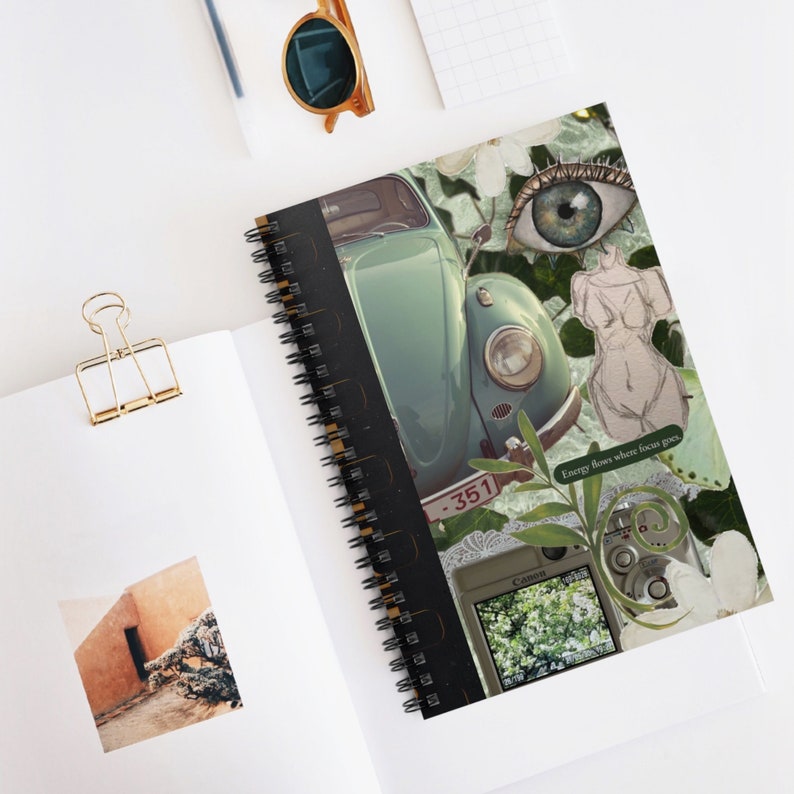Green Aesthetic Collage Spiral Notebook | Journal/self Care | Ruled ...