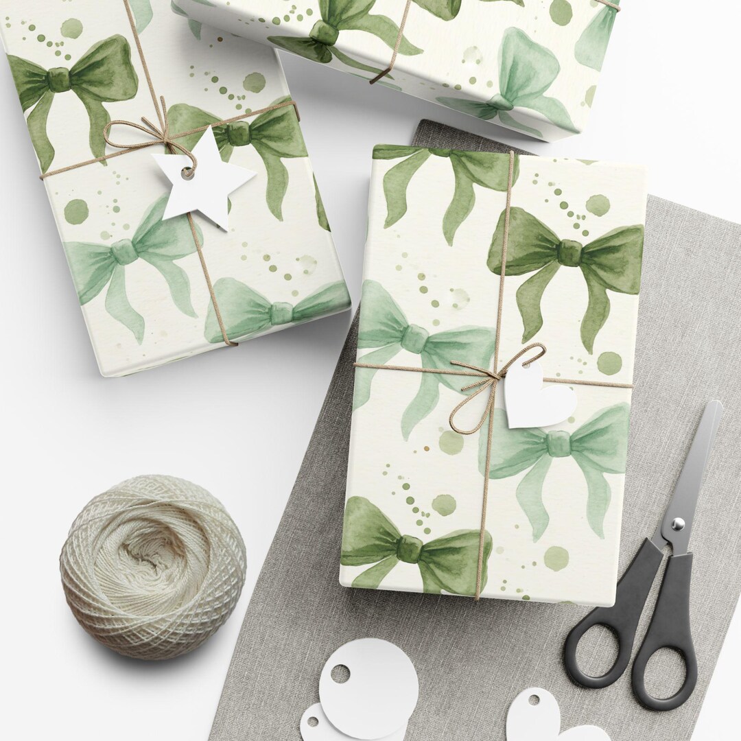 Coquette Christmas Wrapping Paper Roll, Green Christmas Giftwrap ...