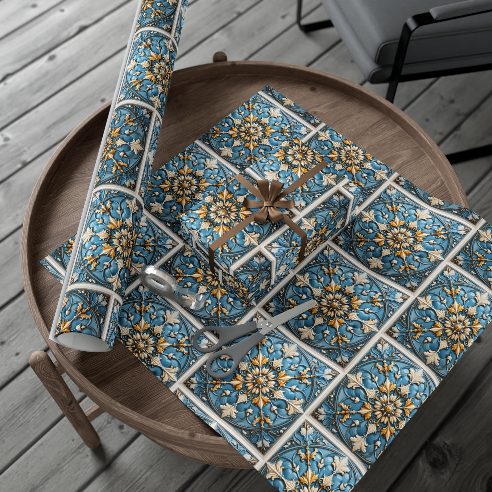 Dusty Blue Medieval Wrapping Paper Present Wrapping Paper - Etsy