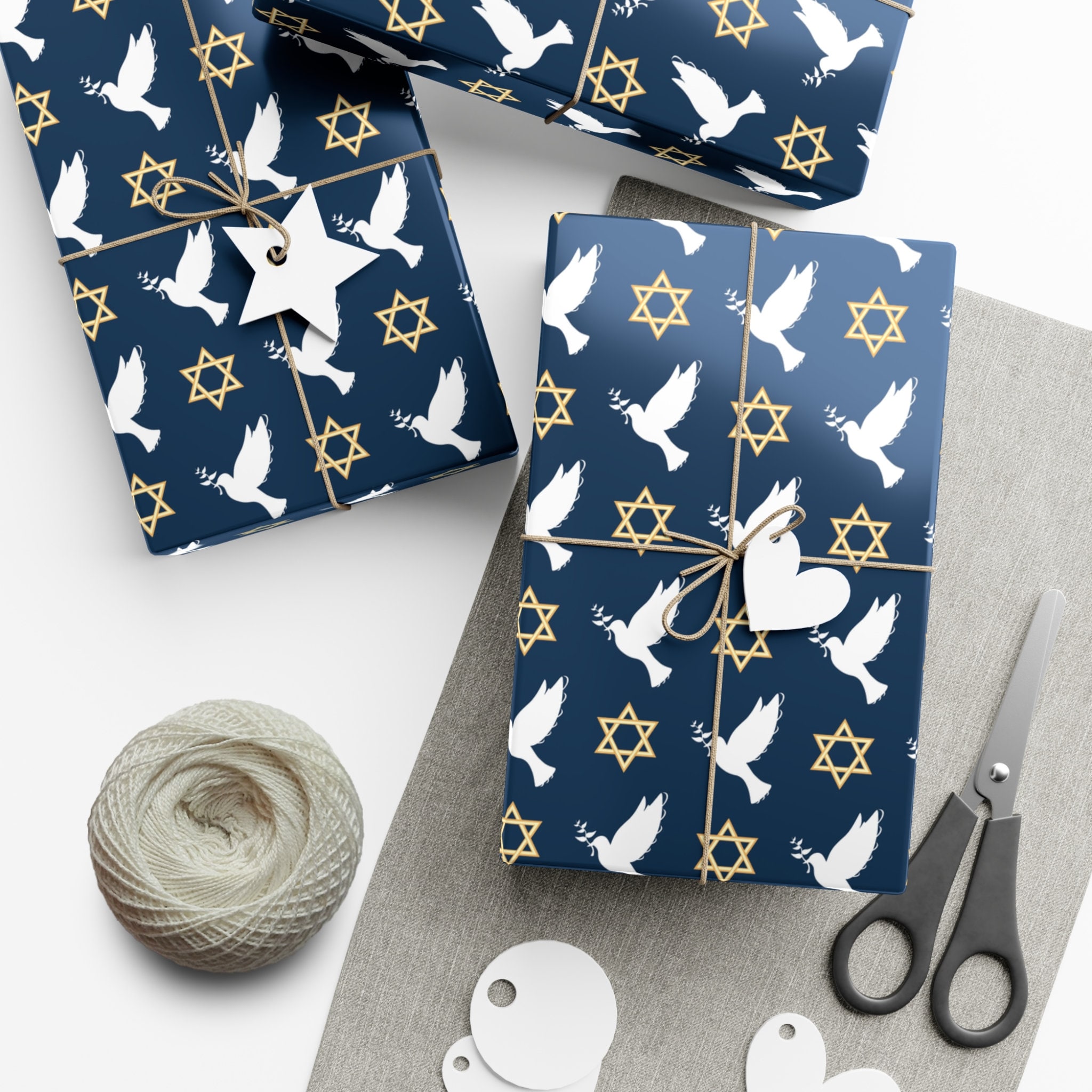 Dove and Star of David Wrapping Paper, Hanukkah Wrapping Paper ...